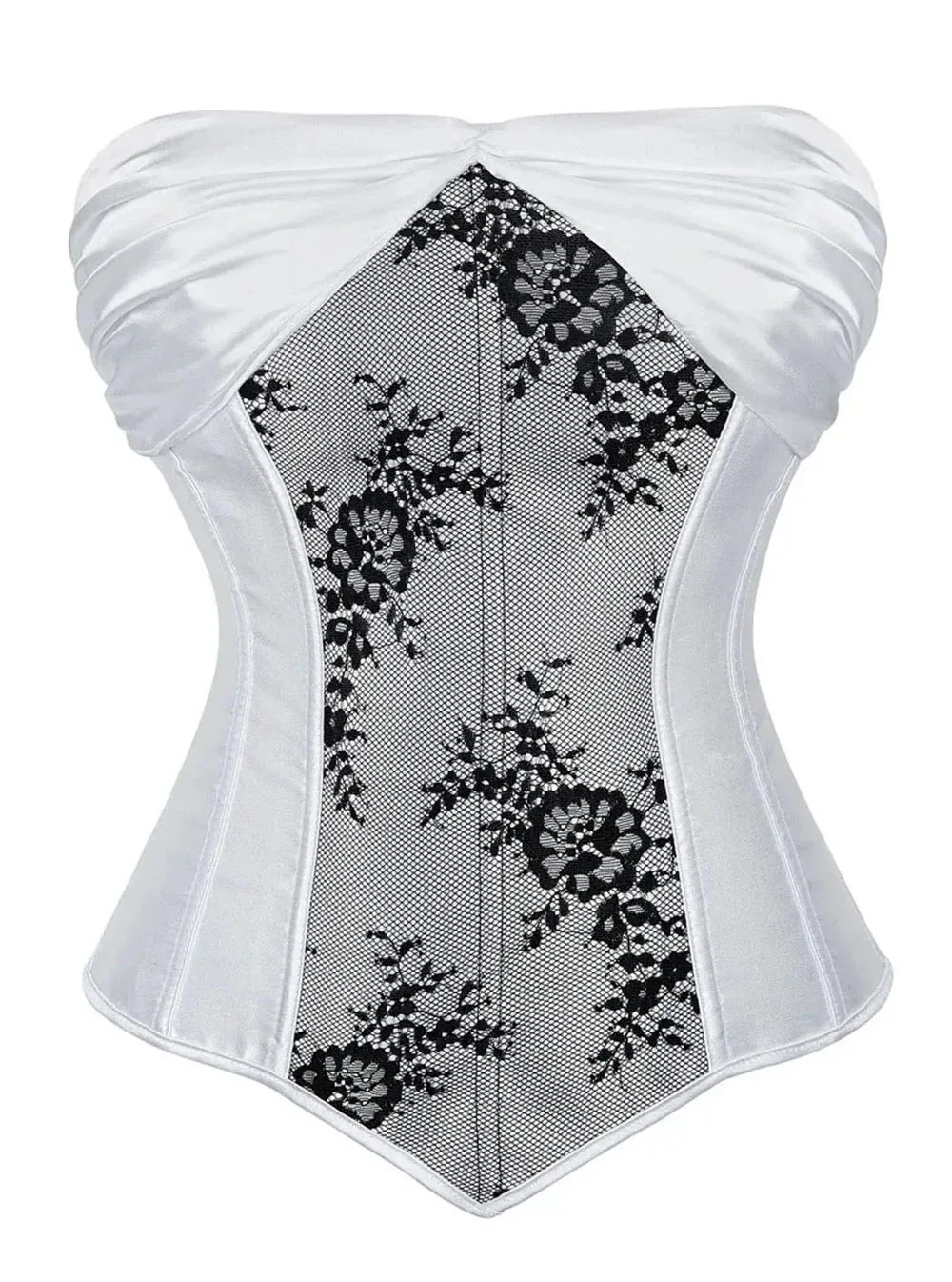 Corset bustier dentelle & satin blanc Dragée | Taille 36-54